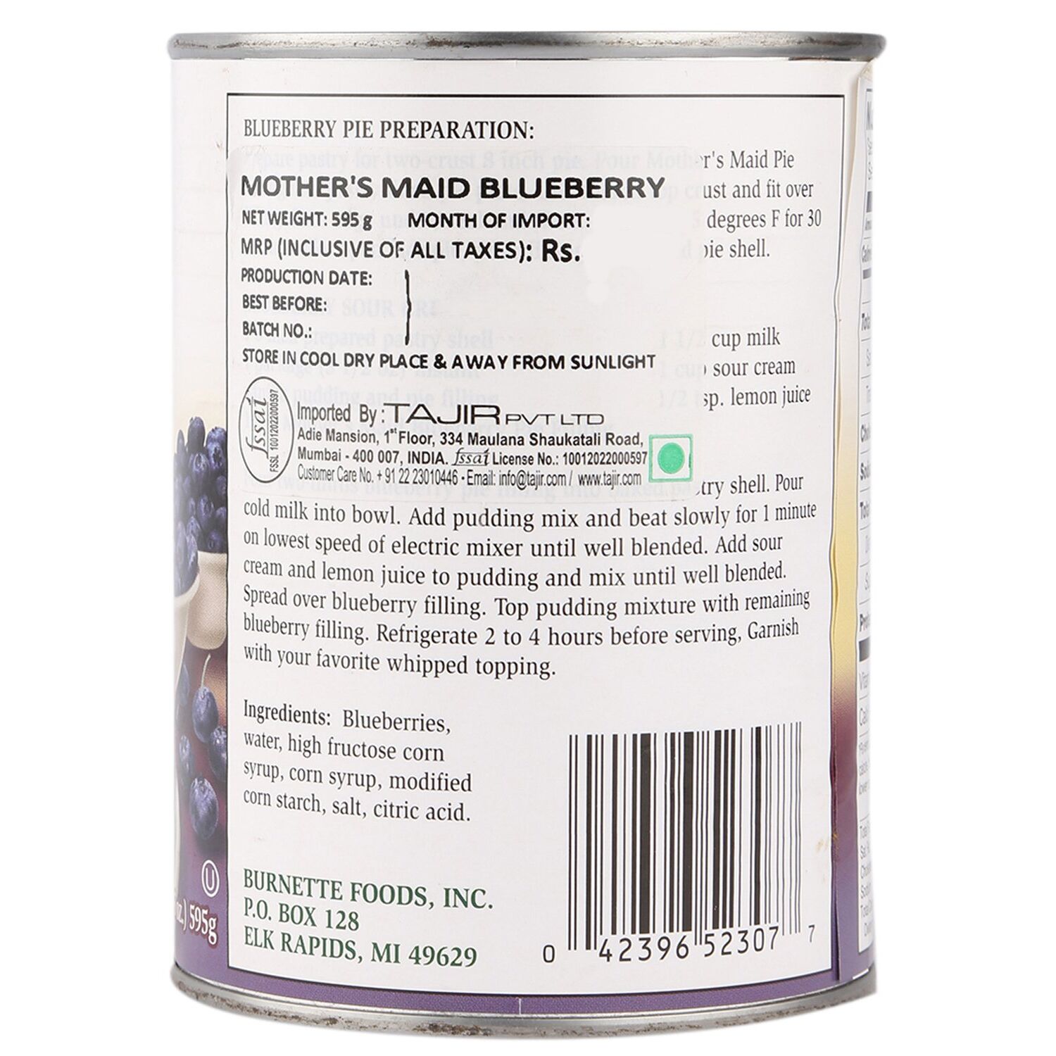 The Foods :: CANNED FOODS :: Mother's Maid Blueberry Pie Filling- 595 g