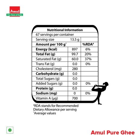 GROCERY & COOKING :: GHEE- ঘি :: Amul Pure Ghee Tetrapack- 1 L (905 g)