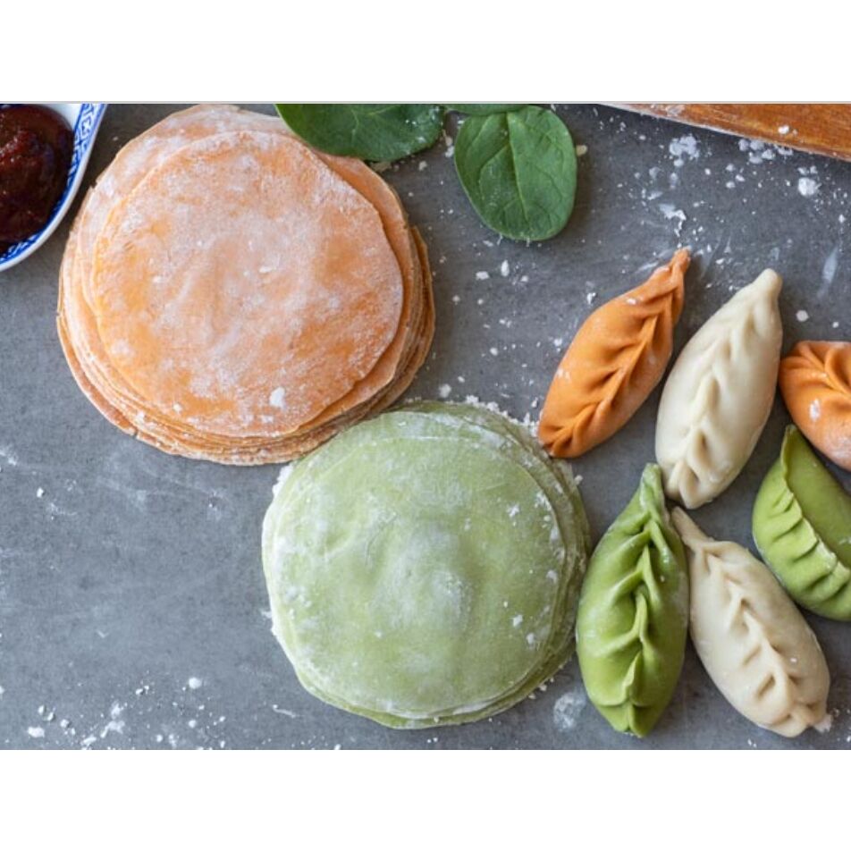 The Foods :: FROZEN FOODS :: Momo Sheet Wrappers (orange color)- 25pcs